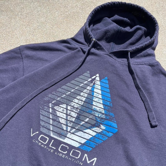 Volcom | Shirts | Vintage Volcom Hoodie Y2k Stone Logo Navy Blue ...